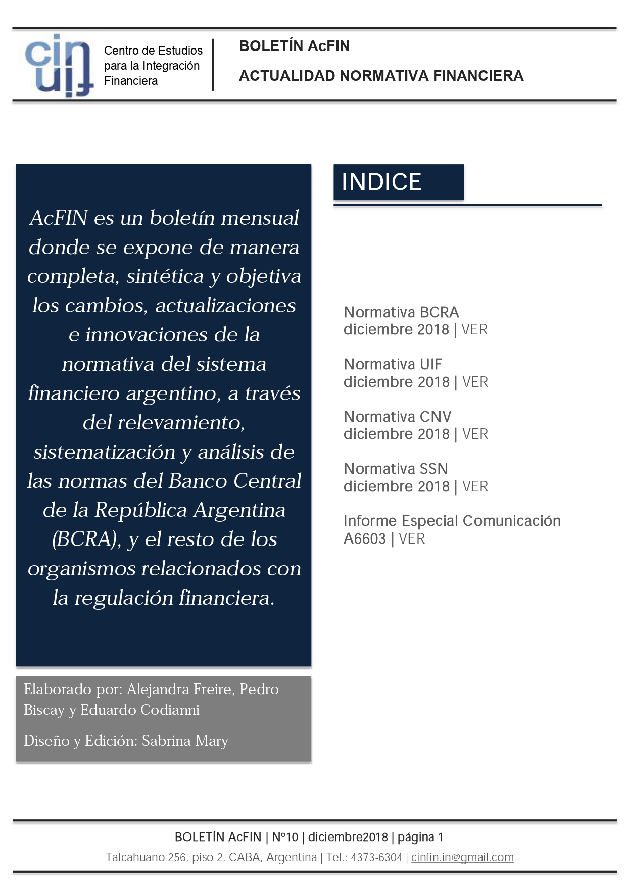 Boletín de Actualidad Financiera (AcFin) N°10 / 2018 – CEPPAS